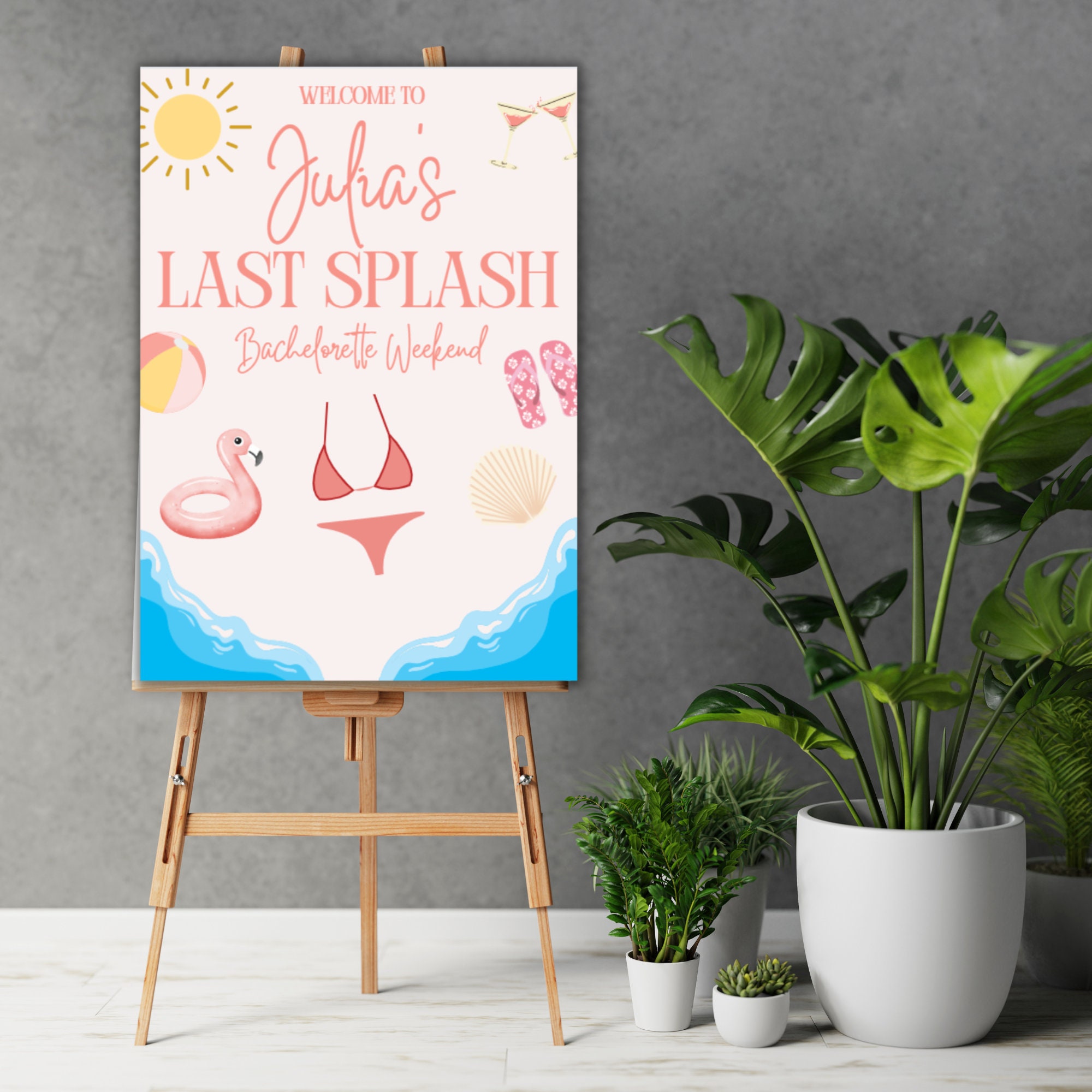 Pool Party Bachelorette Invitation & Itinerary Template - Etsy