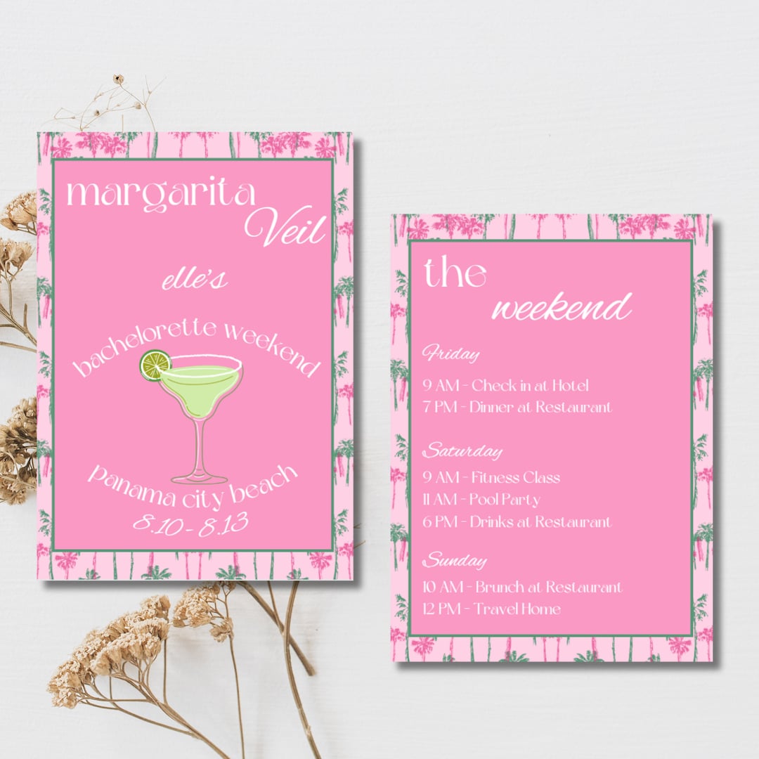Margarita Veil, Beach Bachelorette Invitation & Itinerary Template (digital Download) - Etsy