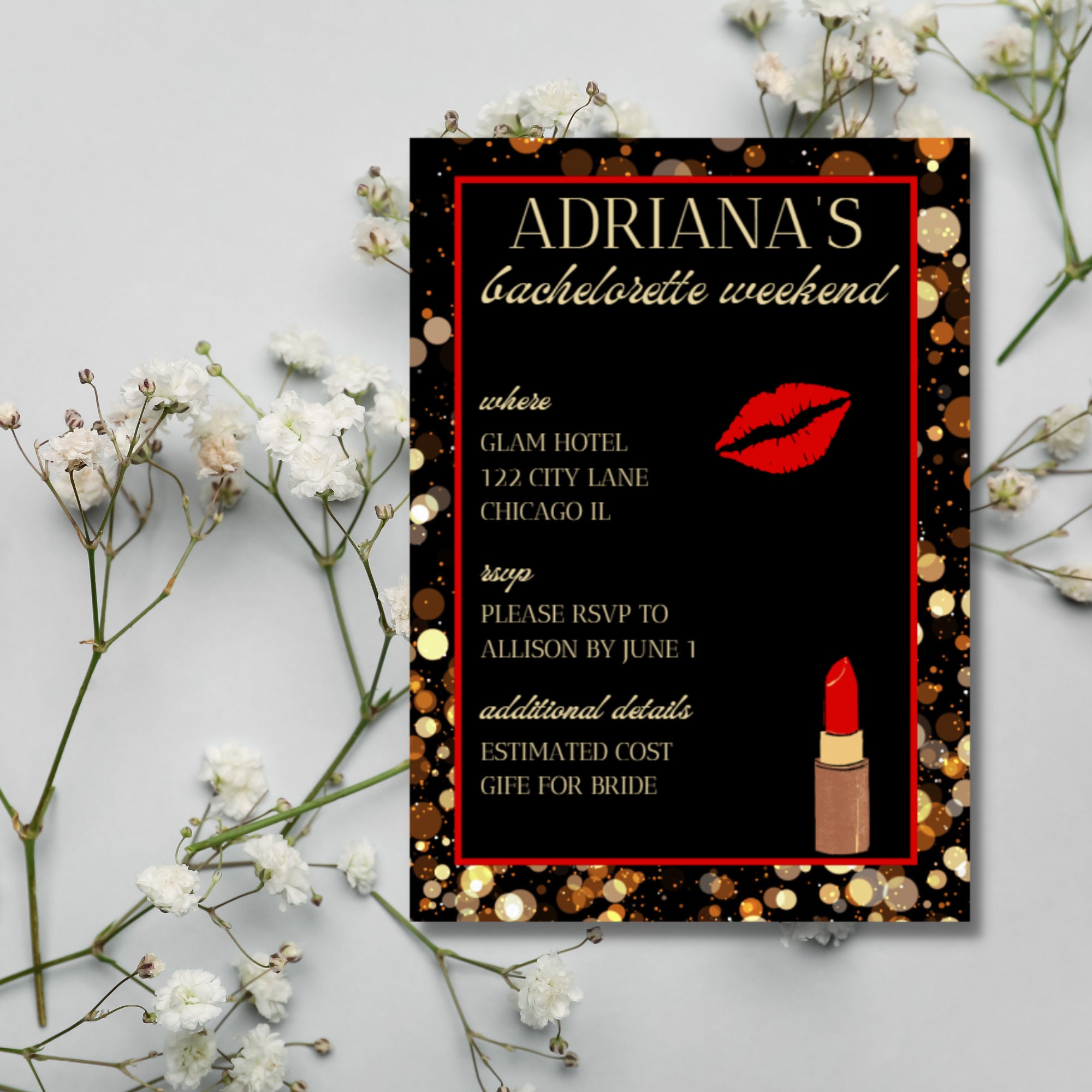 Glitz and Glam | Mob Wife Theme Bachelorette Invite/email & Itinerary ...