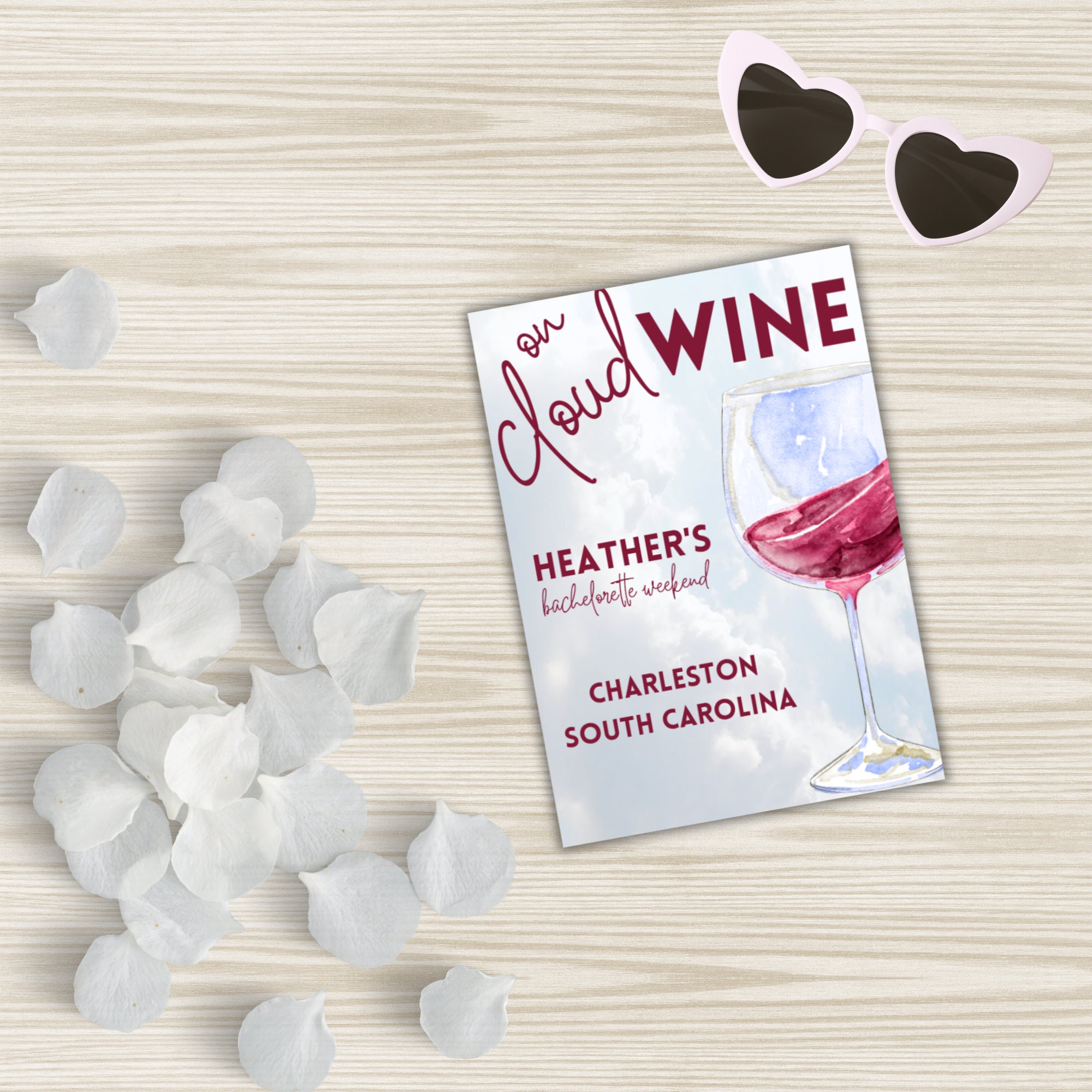 On Cloud Wine Bachelorette Invitation & Itinerary/email Template, Bachelorette Weekend, Instant ...