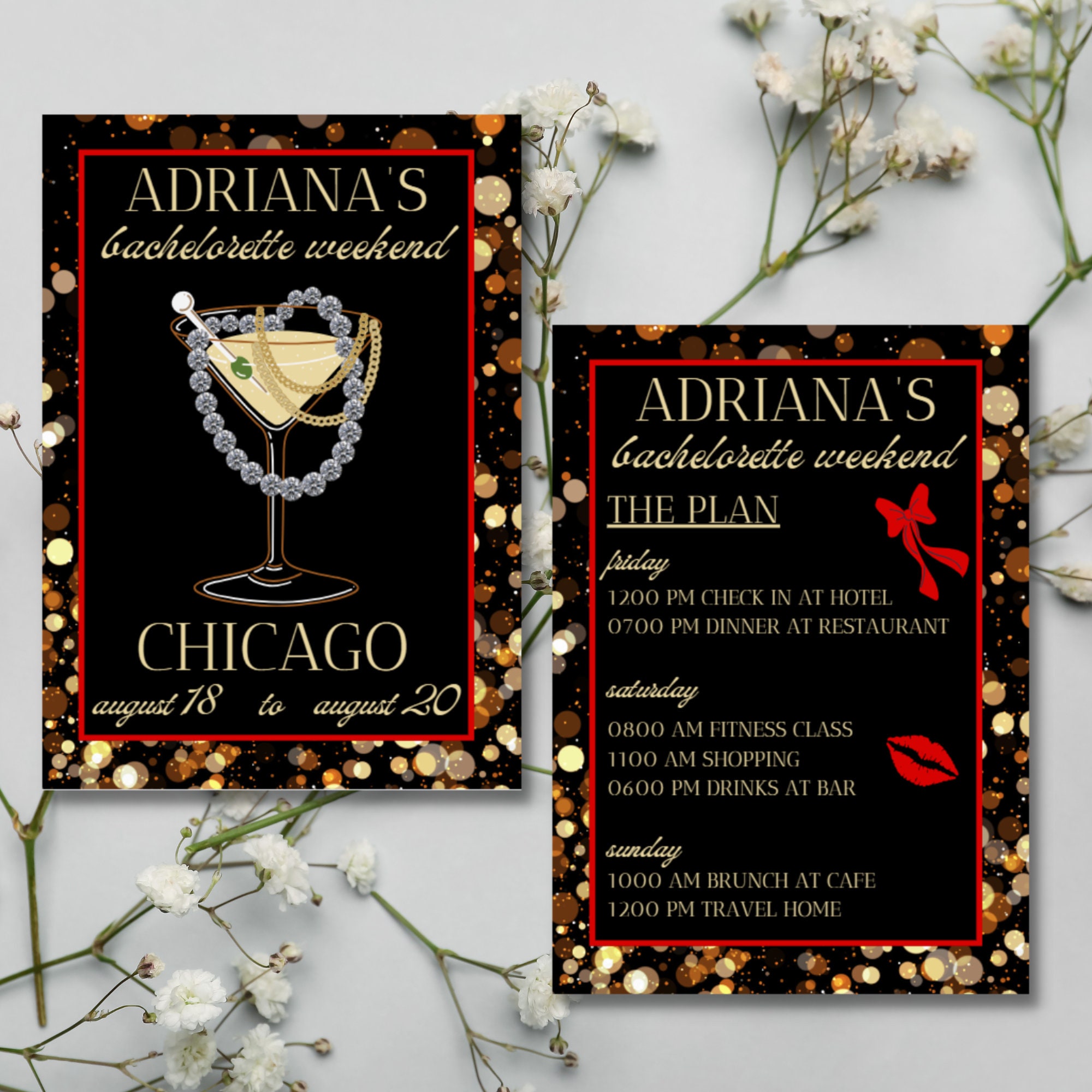Glitz and Glam | Mob Wife Theme Bachelorette Invite/email & Itinerary ...