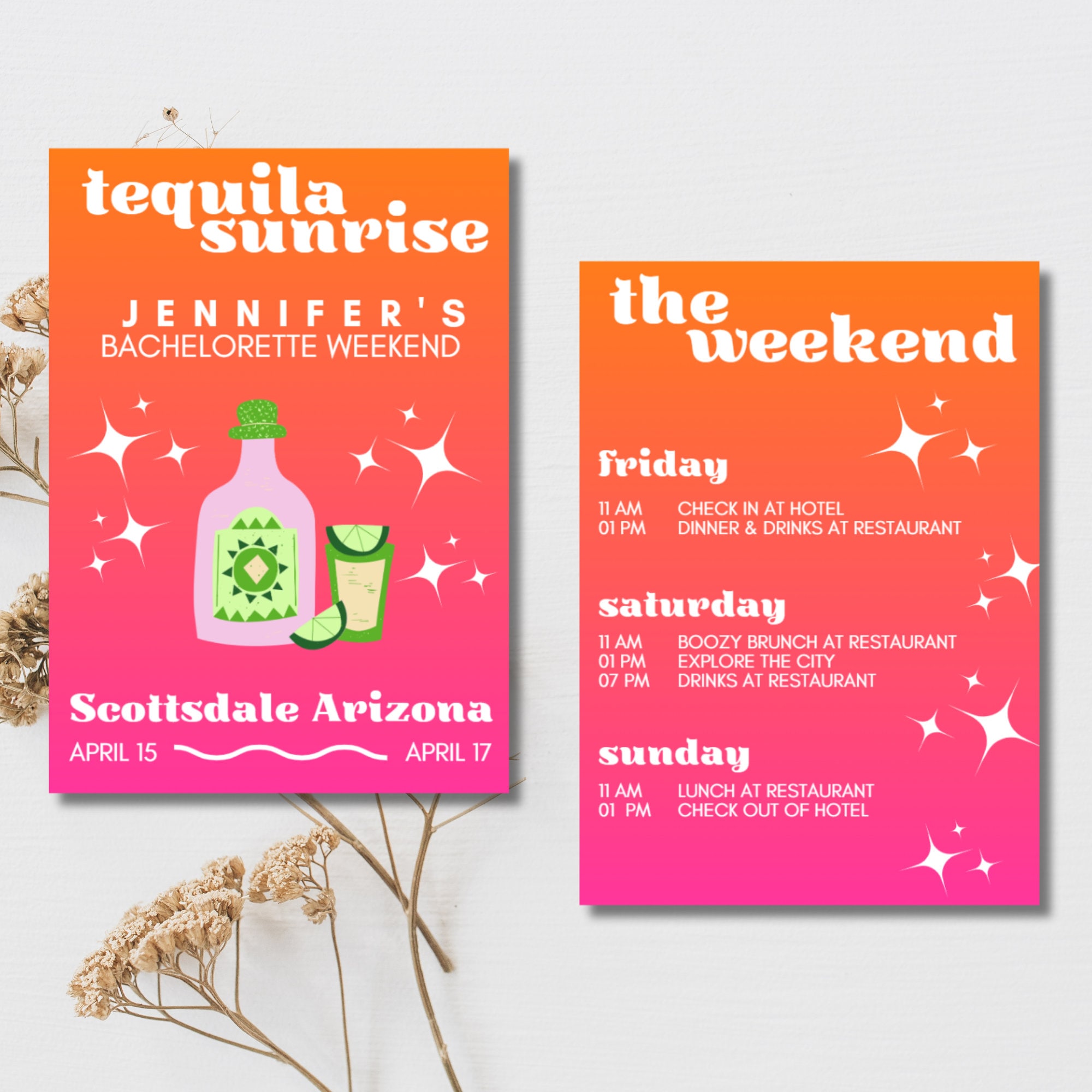 Tequila Sunrise Themed Bachelorette Invitation/email & Itinerary ...