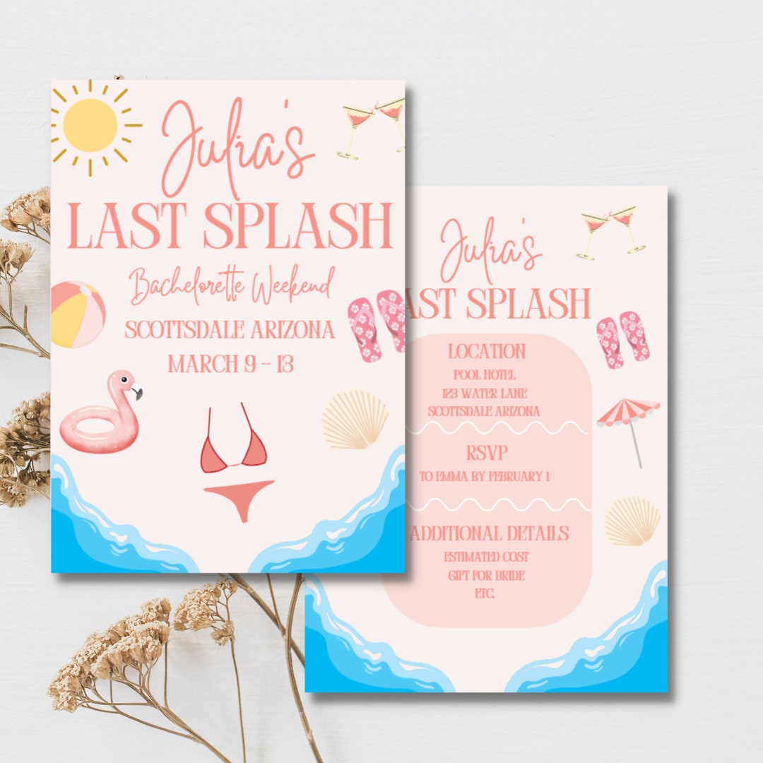 Pool Party Bachelorette Invitation & Itinerary Template, Bachelorette ...