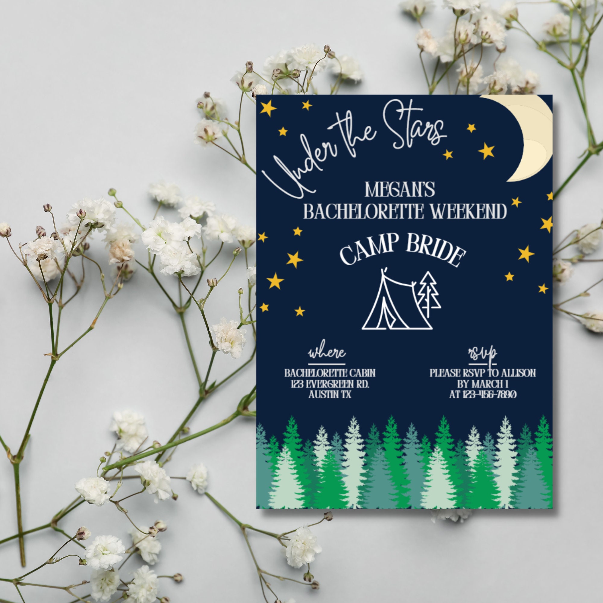 Camp Bride Camping Outdoor Bachelorette, Invitation & Itinerary/email ...