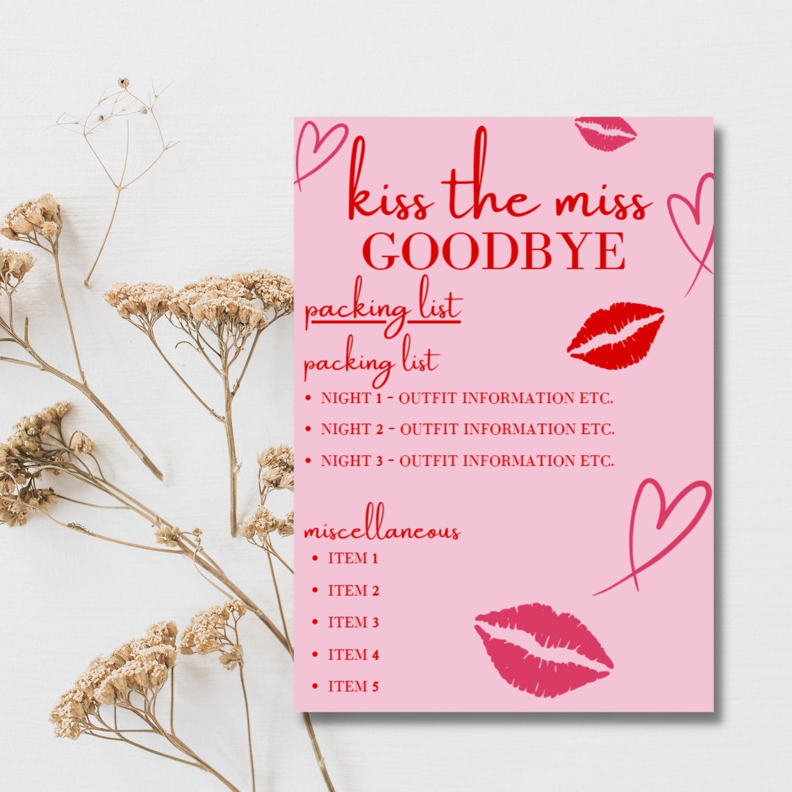 Kiss the Miss Goodbye Goodbye Miss, Hello Mrs. Bachelorette Invitation ...