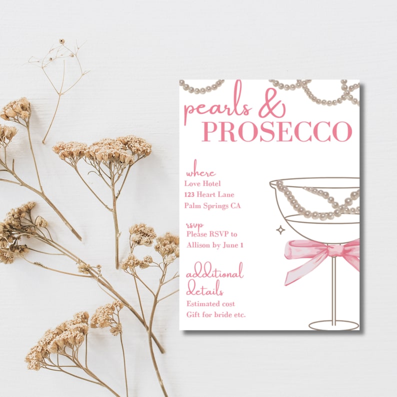 Pearls and Prosecco | Tie the Knot Bachelorette Invitation/email ...