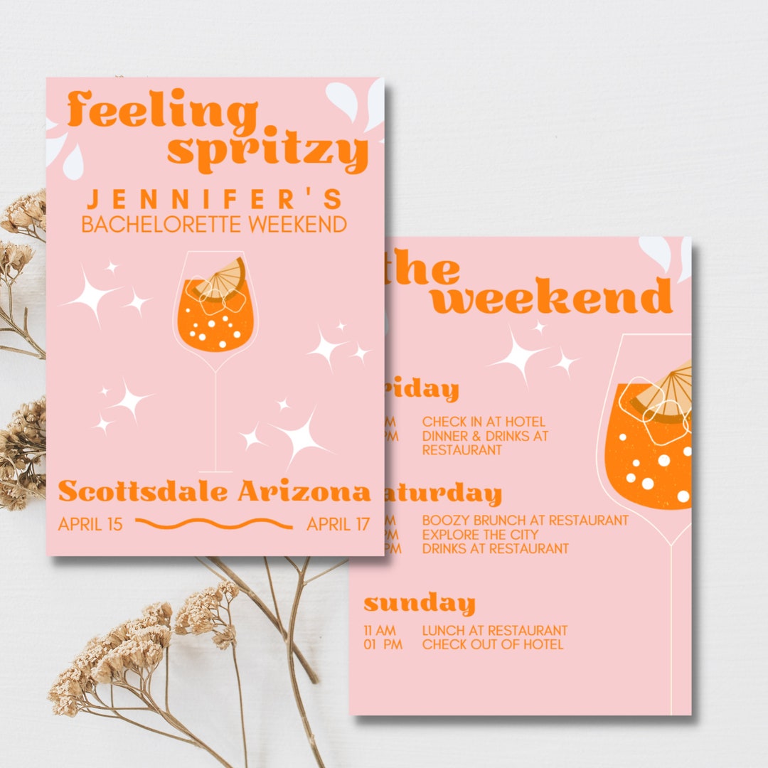 Feeling Spritzy Themed Bachelorette Invitation/email & Itinerary ...