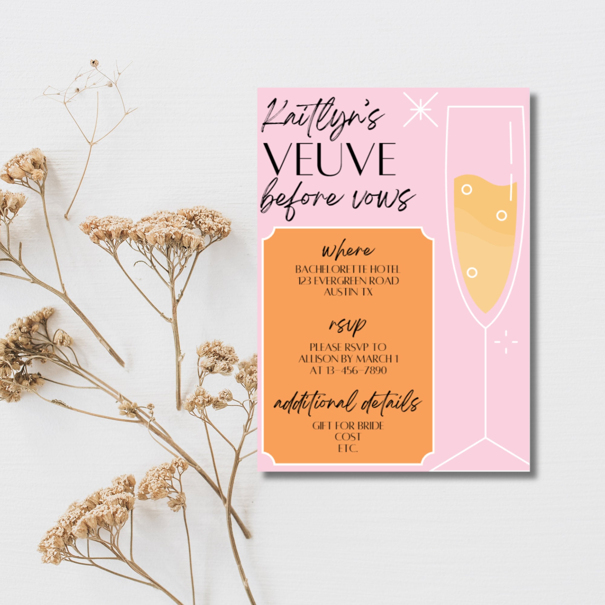 Veuve Before Vows | Last Rendez Veuve Bachelorette Invitation/email ...