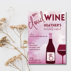 On Cloud Wine | Bachelorette Invitation & Itinerary/email Template, Bachelorette Weekend ...