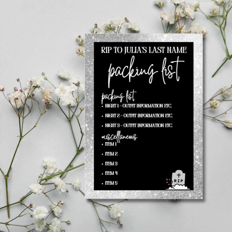 RIP to Single Life, Her Last Name Bachelorette Invitation & Itinerary ...