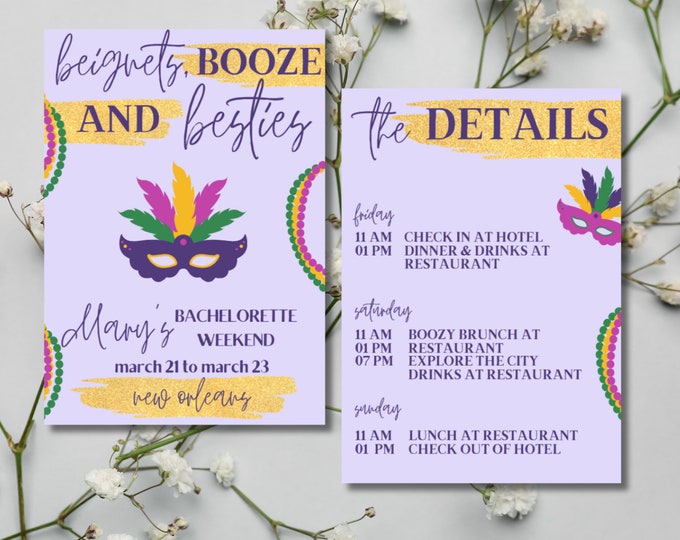 Beignets Booze and Besties Custom Bachelorette Party Tattoos Beads and ...