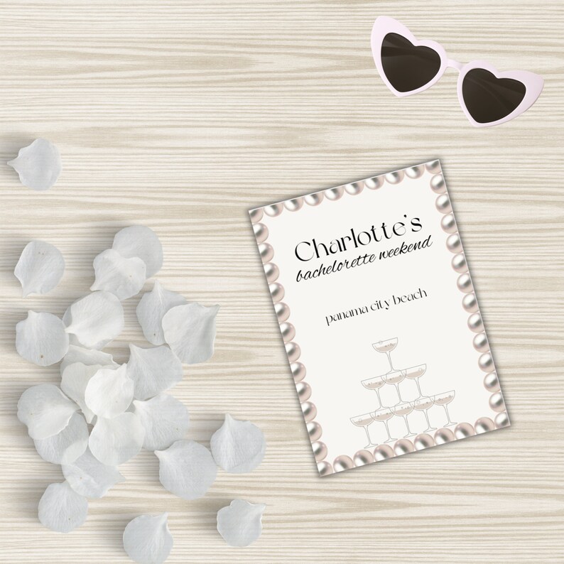 Pearls Bachelorette Invitation Template: Champagne Weekend Itinerary ...