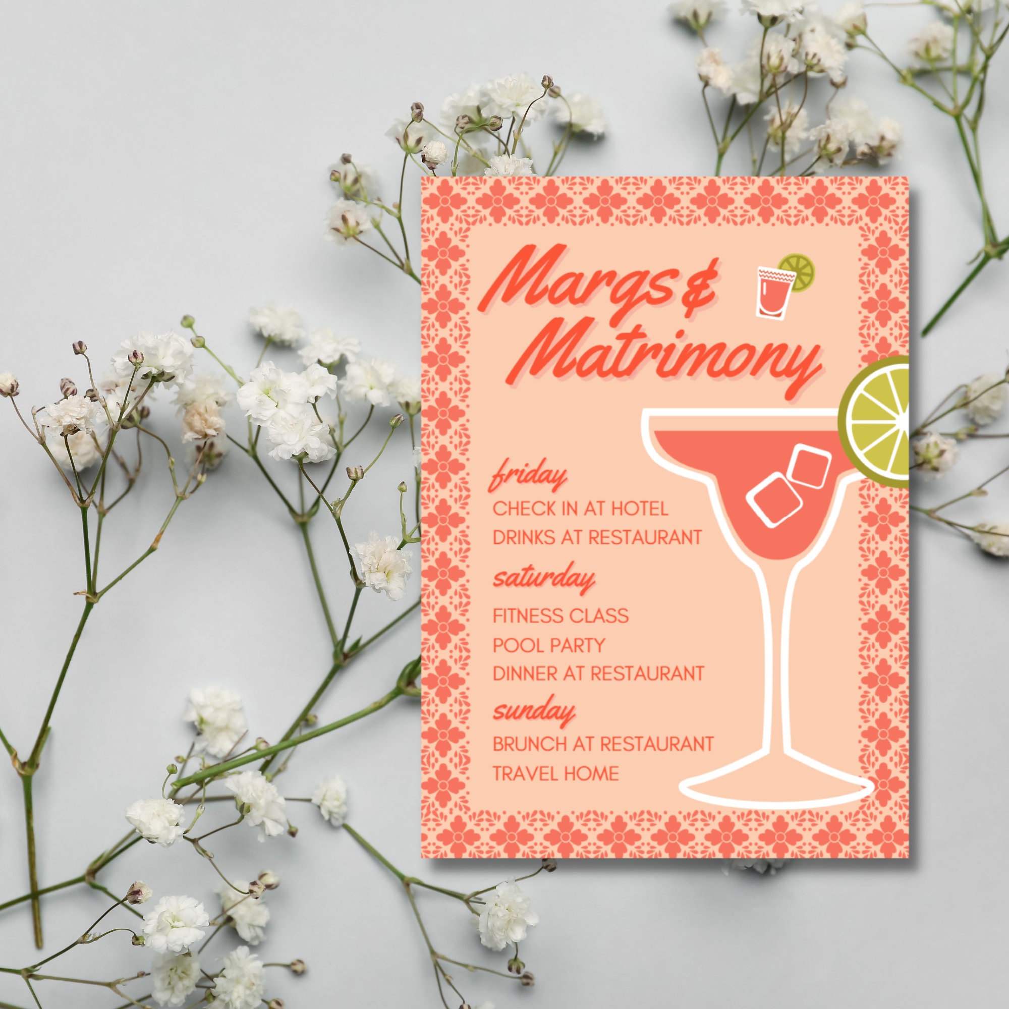 Margs and Matrimony | Margaritas and Matrimony Bachelorette Invitation ...