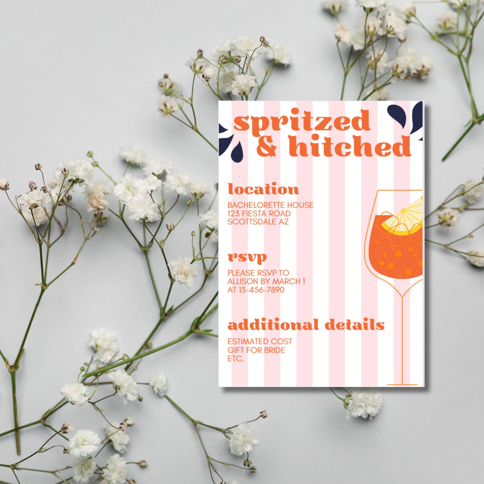 Spritzed and Hitched | Feeling Spritzy Bachelorette Invitation/email ...