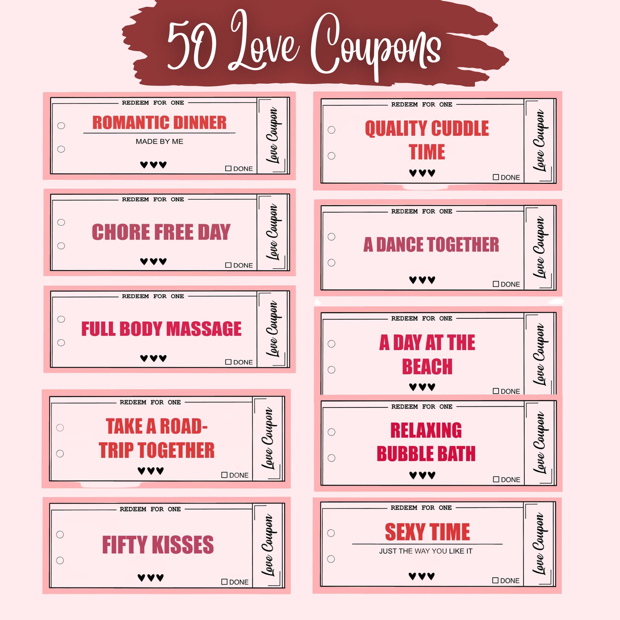 Love Vouchers, Love Coupon Book, Naughty Coupons, Anniversary Gift ...
