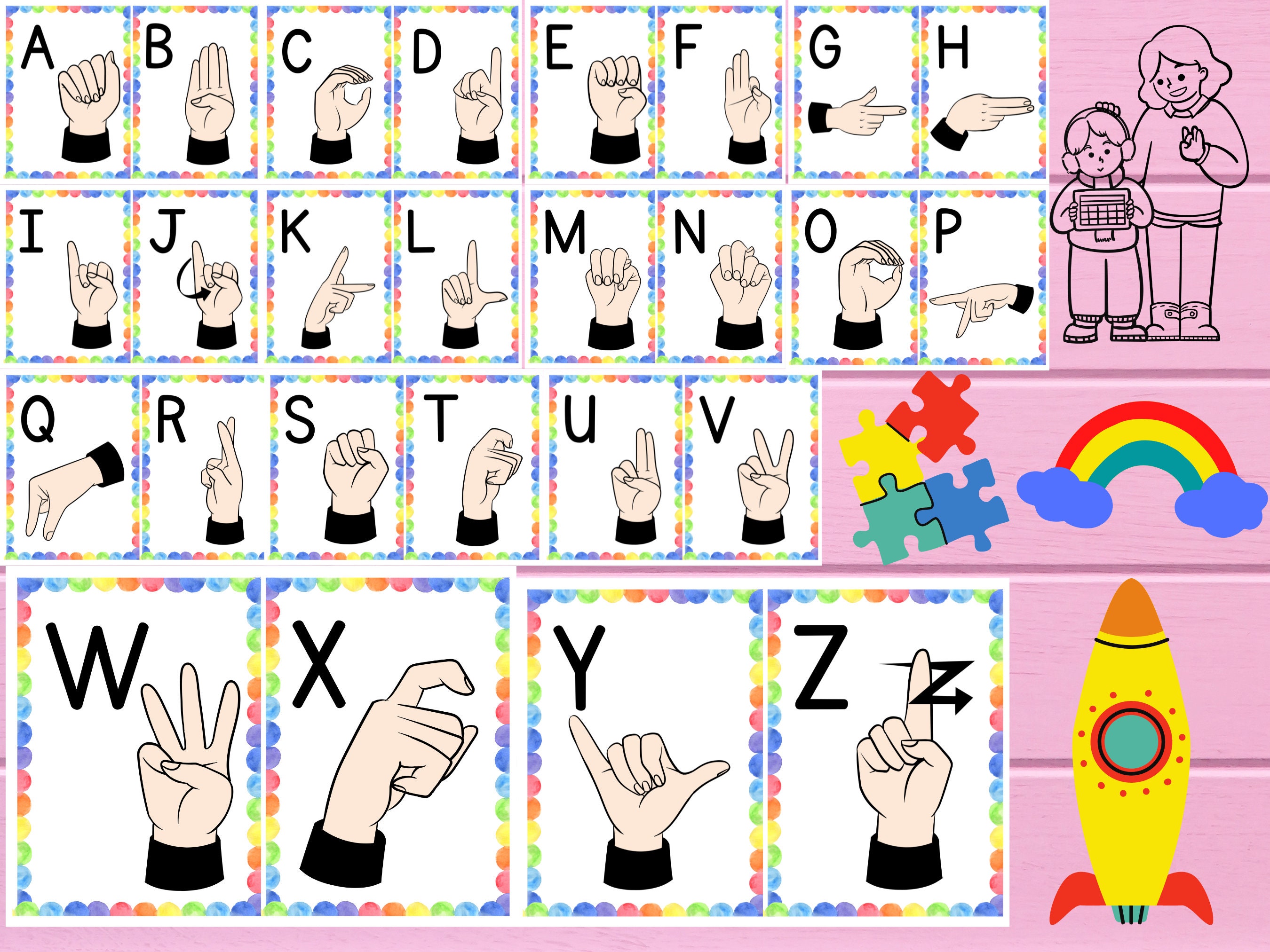 Learn Sign Language ASL Alphabet ASL Letters Asl - Etsy