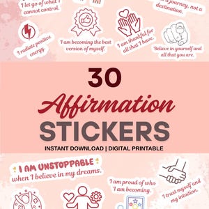 30 Affirmation Digital Stickers | PNG + Printable PDF | Goodnotes ...