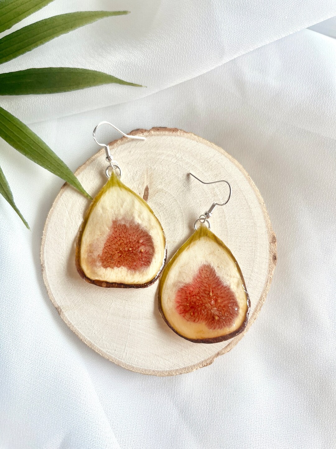 Dried Black Fig Slices Earrings - Real Fig Earrings - Real Fruits ...