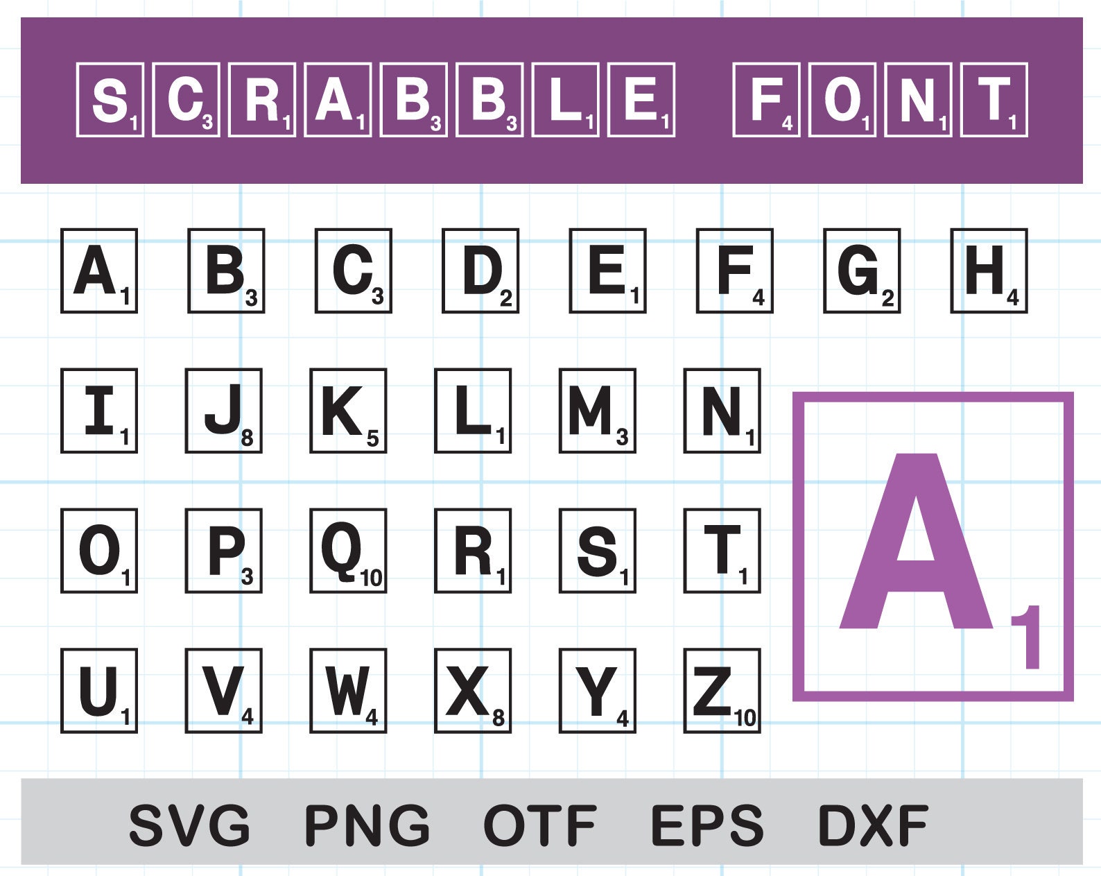 Scrabble Tile SVG Scrabble Letters With Border Scrabble | Etsy