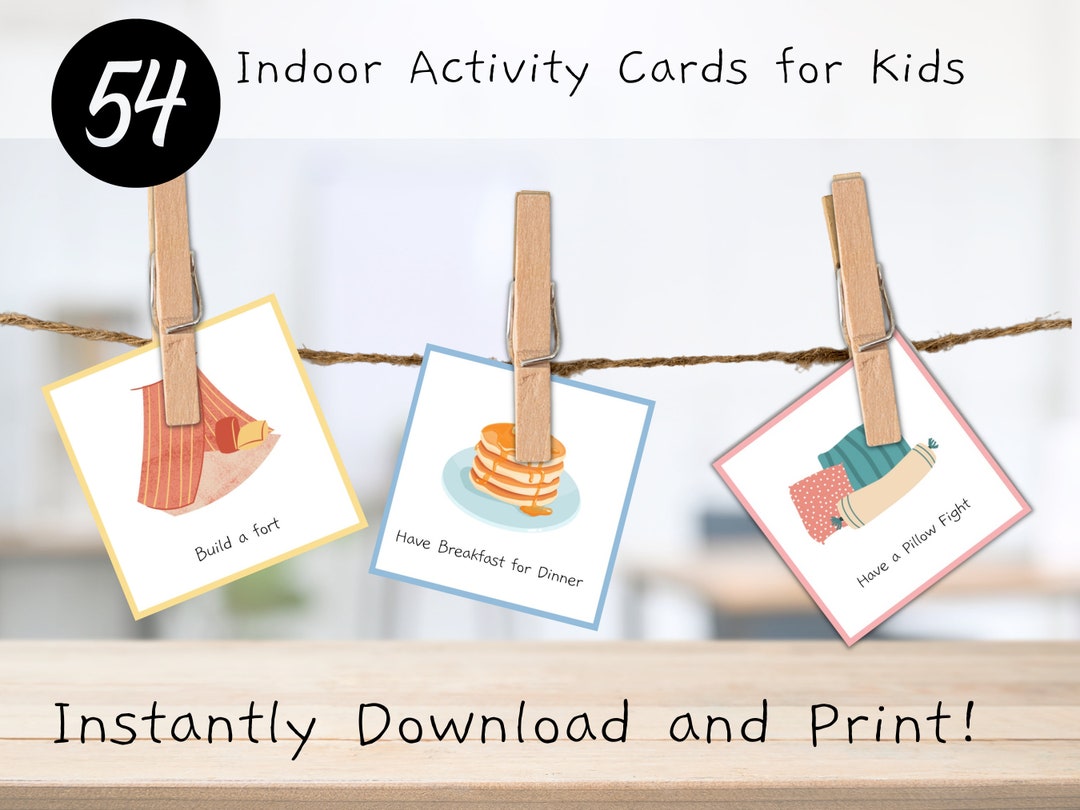 Printable Indoor Activity Cards | Kids Inside Activities | Bad Weather ...