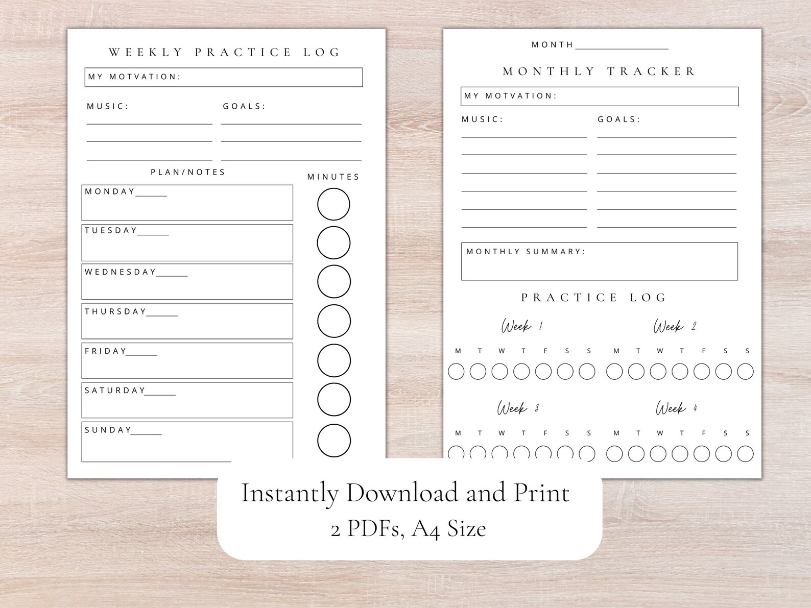 Weekly Practice Log | Private Lessons Practice Log | Music Student ...