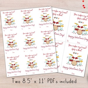 Printable Drum Valentines Card | Drums Printable Card | Instant ...