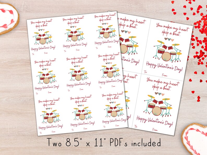 Printable Drum Valentines Card | Drums Printable Card | Instant ...
