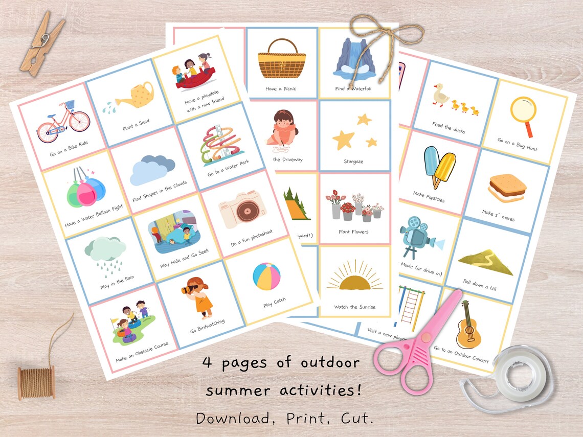 Printable Outdoor Summer Activity Cards | Kids Outside Activities ...