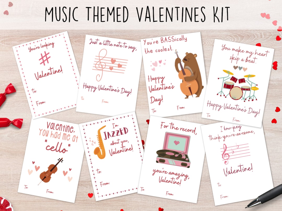 Music Theme Valentine Cards for Kids | Valentines Day | Boys | Girls ...