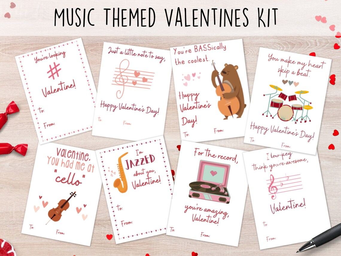 Music Theme Valentine Cards for Kids | Valentines Day | Boys | Girls ...