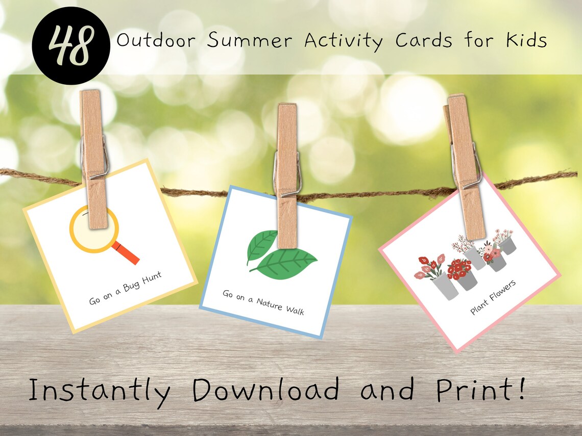 Printable Outdoor Summer Activity Cards Kids Outside Activities Good ...