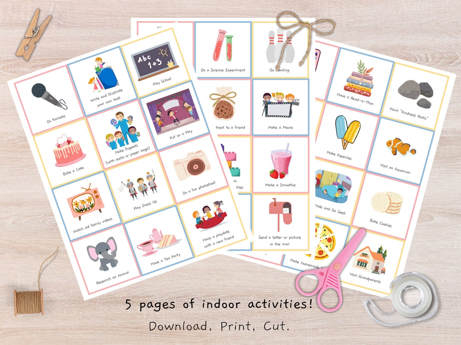 Printable Indoor Activity Cards | Kids Inside Activities | Bad Weather ...