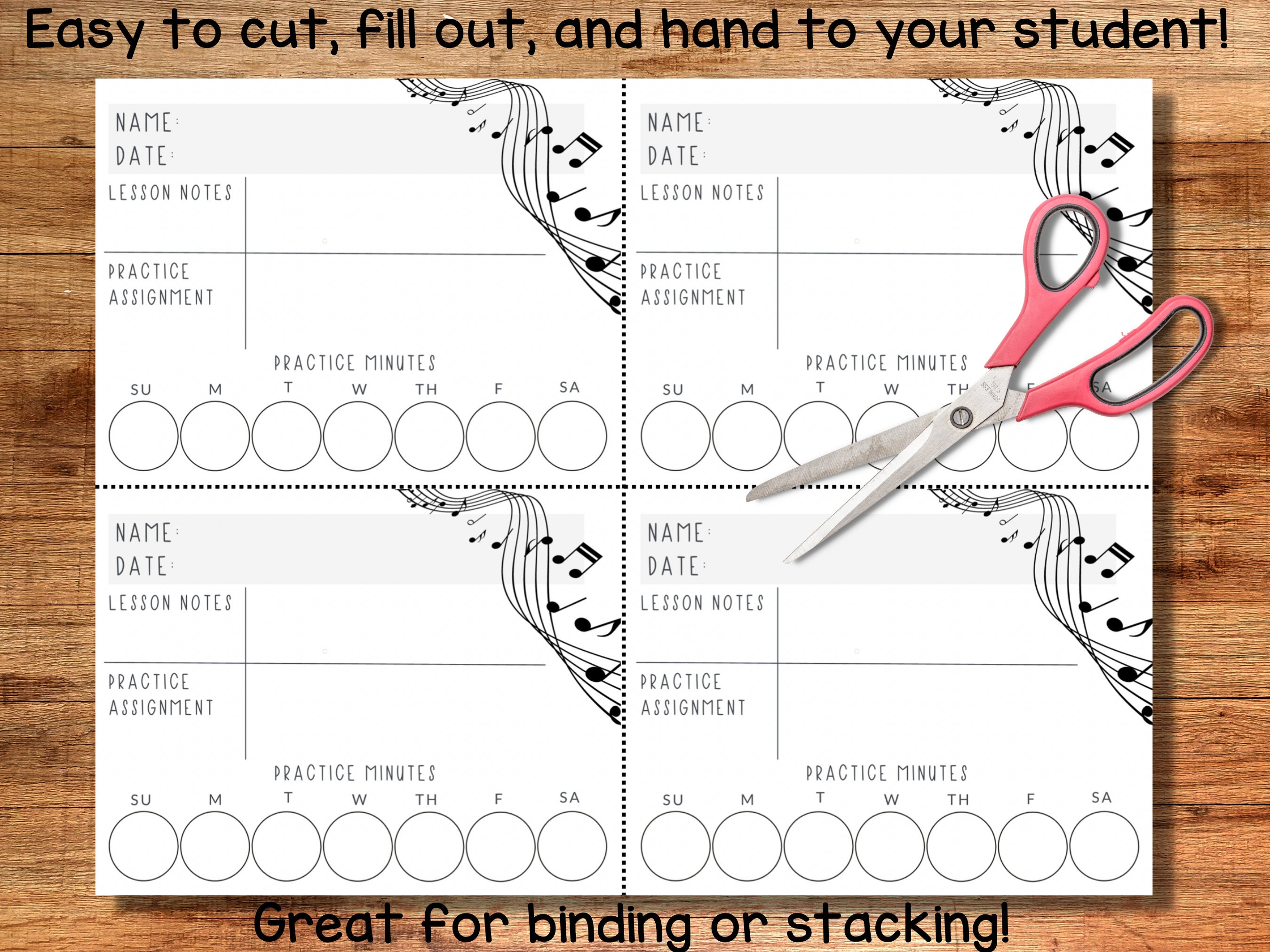 Music Teacher Assignment Printable | Music Lesson Assignment Sheet ...
