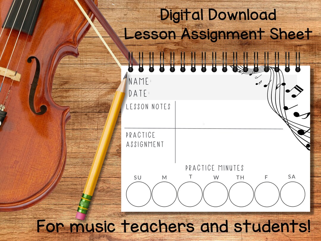 Music Teacher Assignment Printable | Music Lesson Assignment Sheet ...