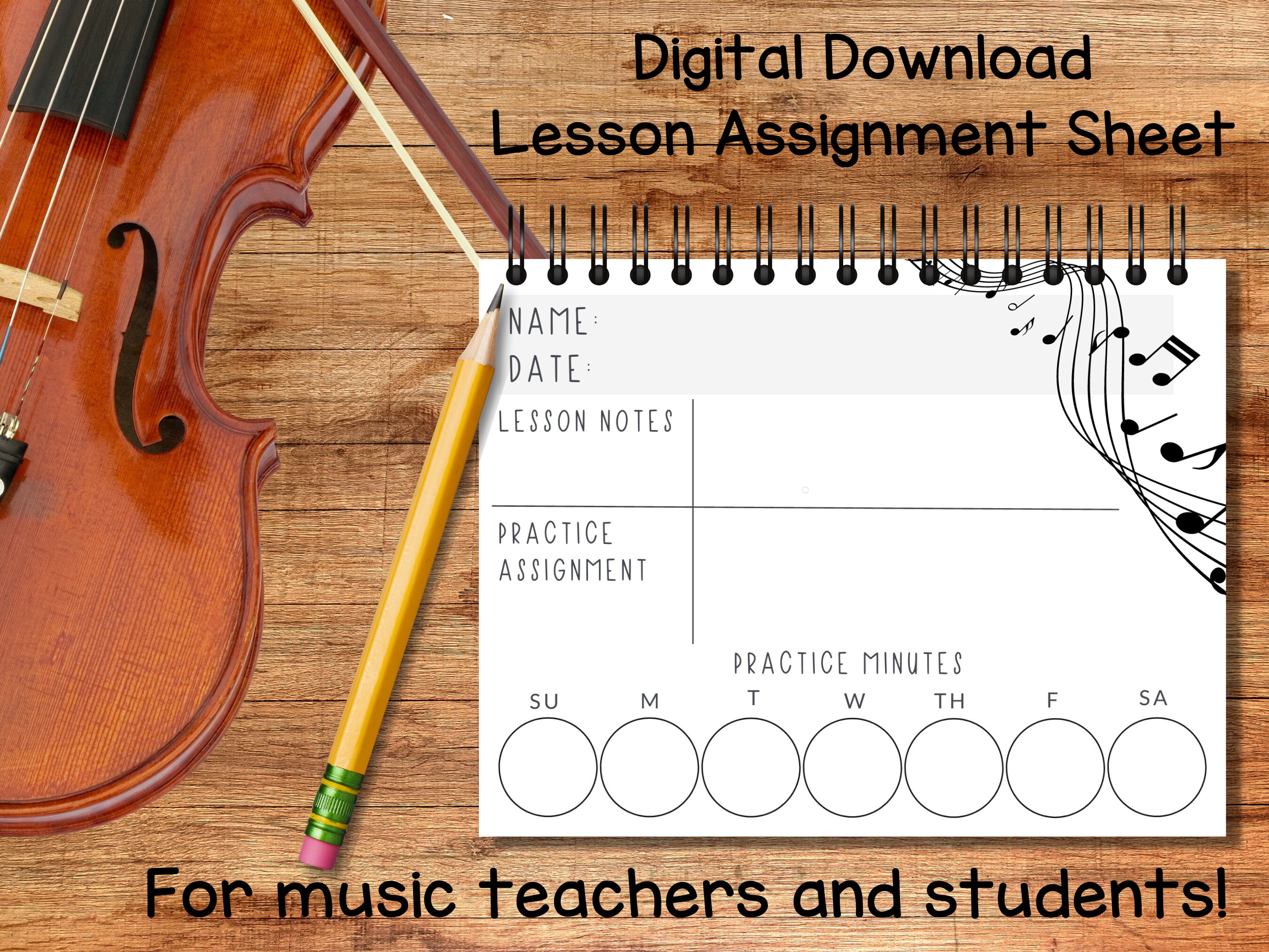 Music Teacher Assignment Printable | Music Lesson Assignment Sheet ...