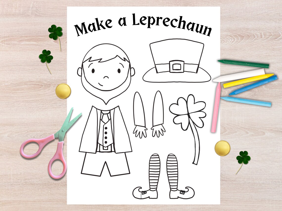 Leprechaun Cut and Paste Craft | Build a Leprechaun | Make a Leprechaun ...