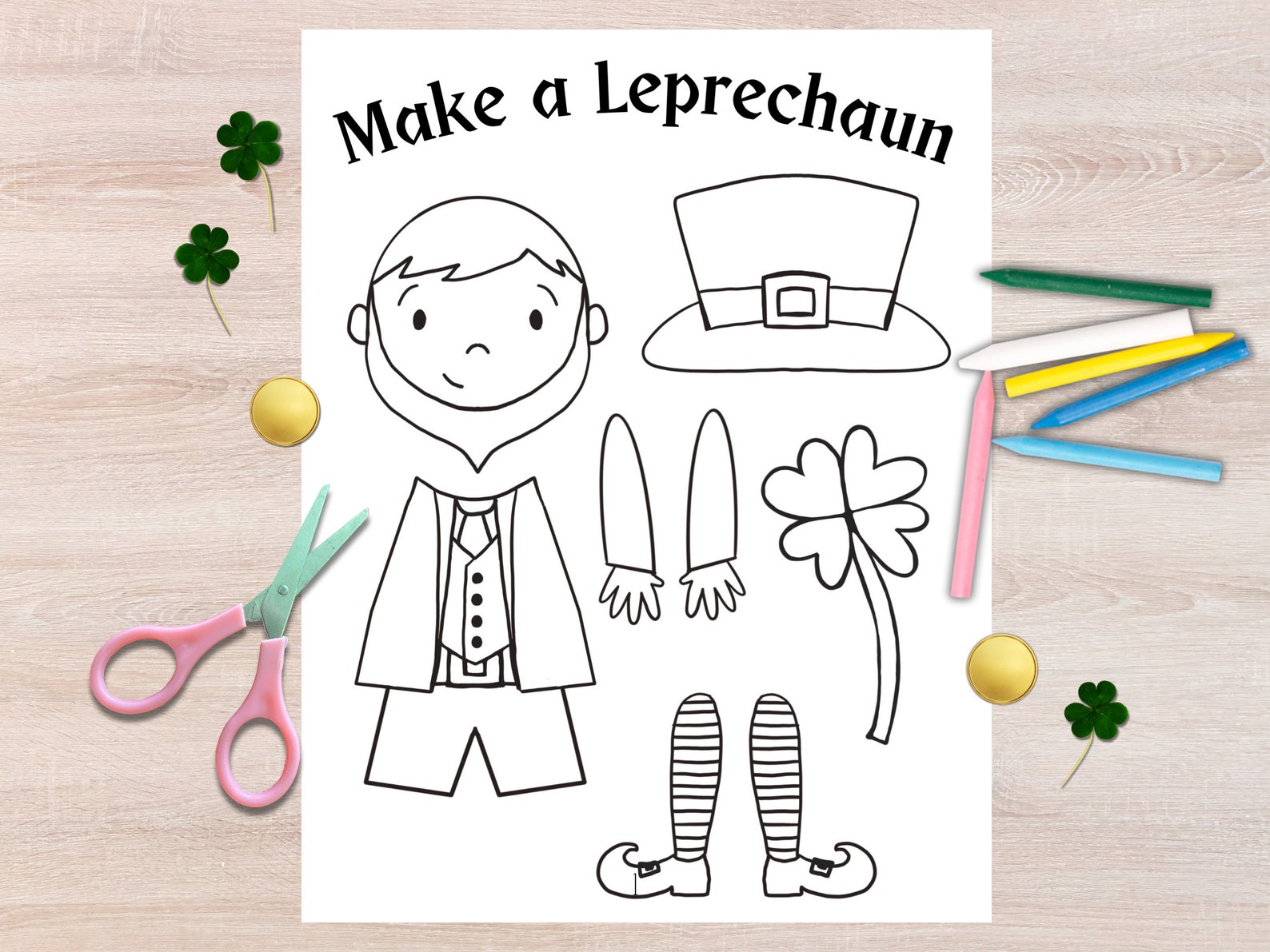 Leprechaun Cut and Paste Craft | Build a Leprechaun | Make a Leprechaun ...