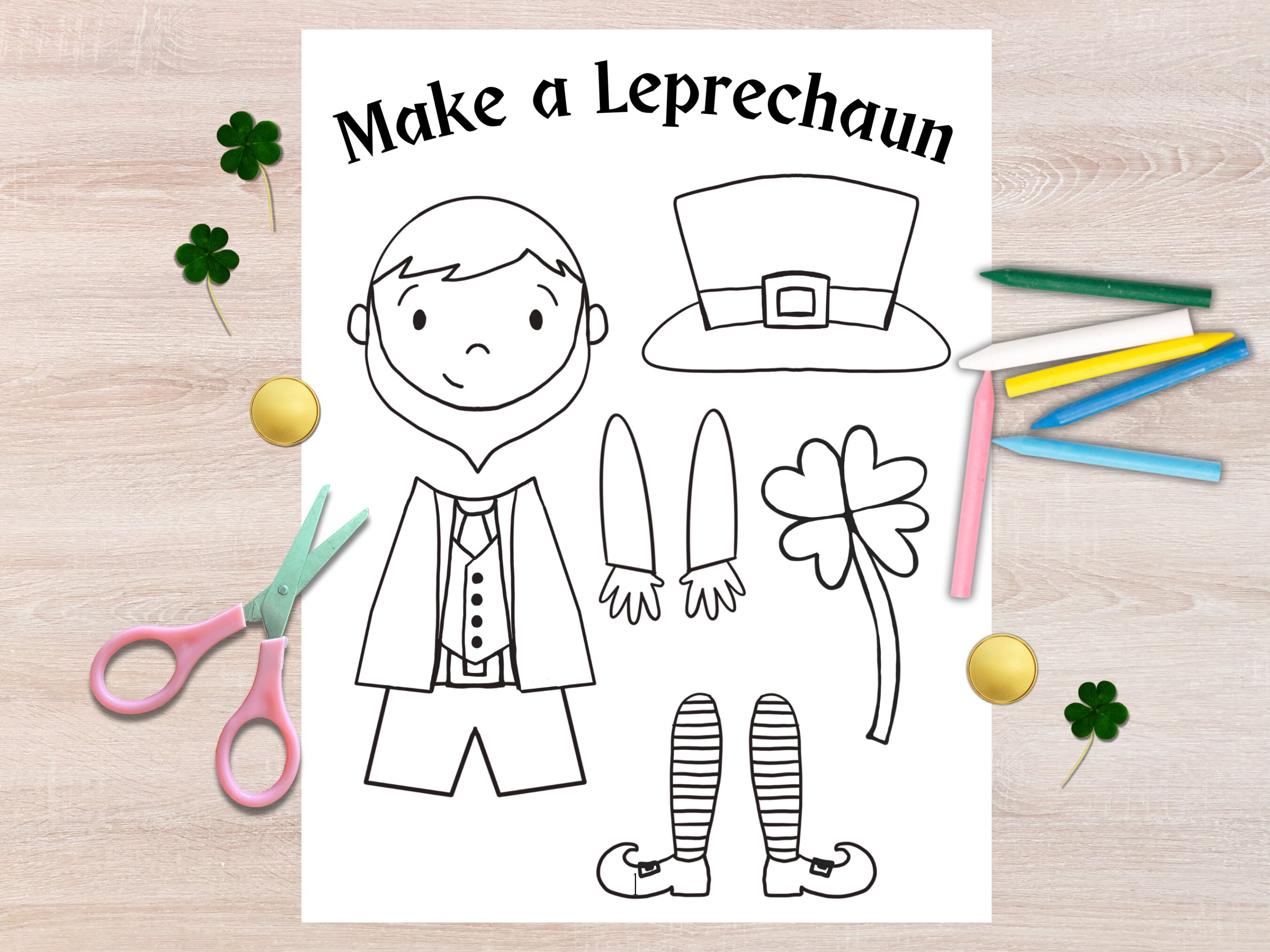 Leprechaun Cut and Paste Craft | Build a Leprechaun | Make a Leprechaun ...