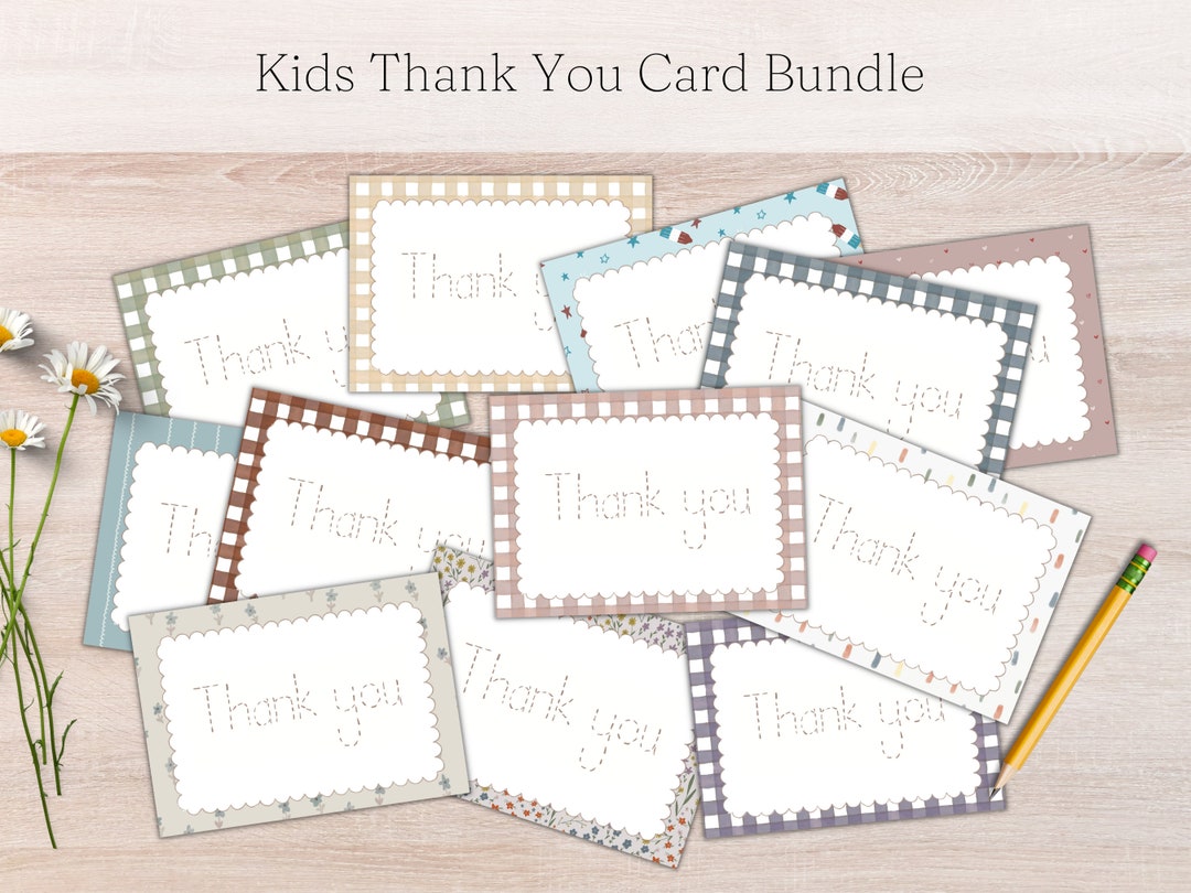 Printable Thank You Cards for Kids, Instant Download, Fill in the Blank ...