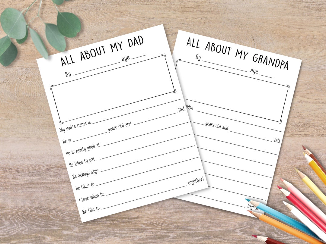 Father's Day Card Bundle, Fill in the Blanks, All About Dad, Kids ...