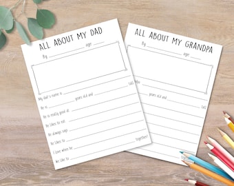 All About Dad Questionnaire Card Father's Day Gift - Etsy