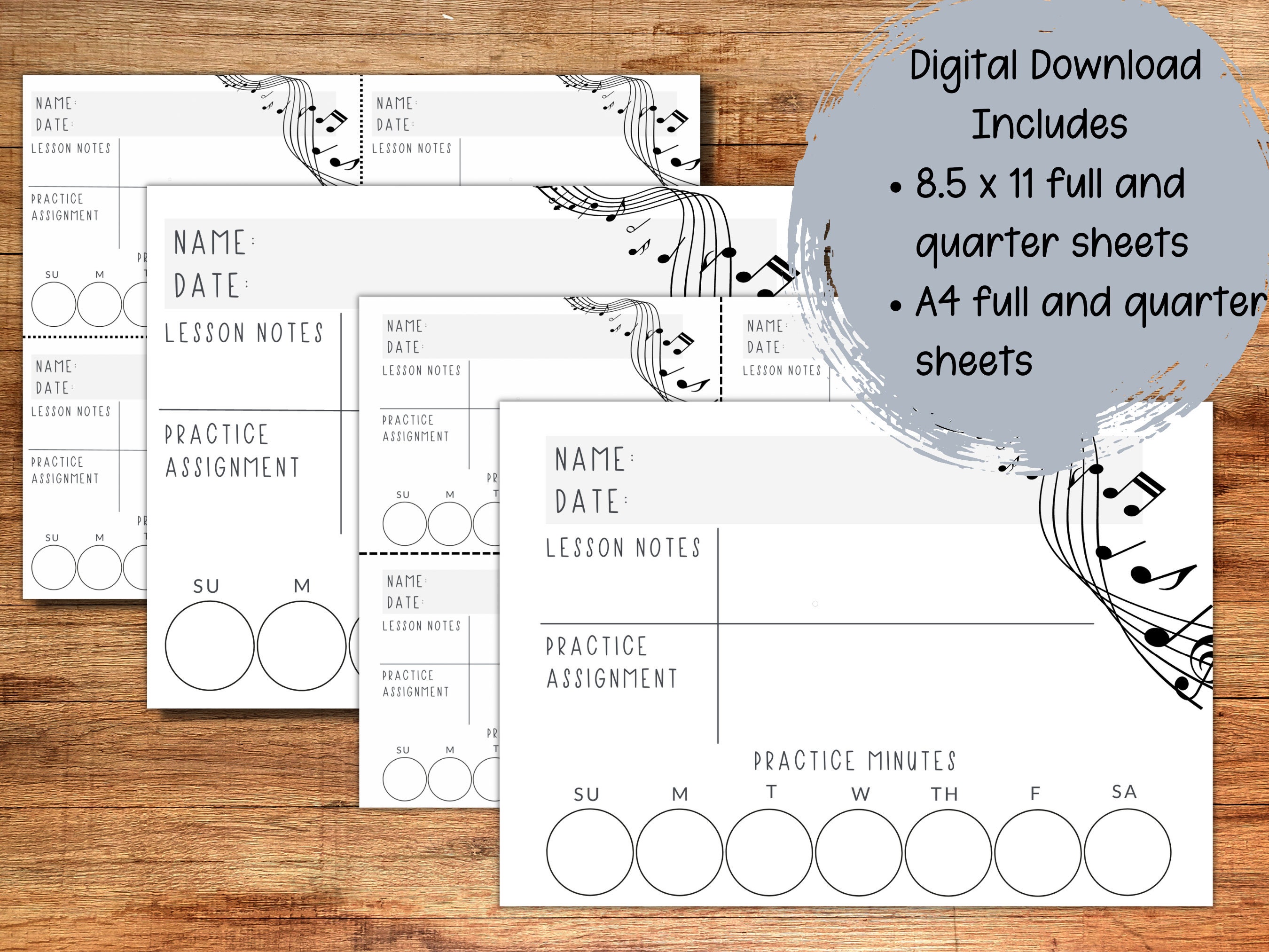 Music Teacher Assignment Printable | Music Lesson Assignment Sheet ...