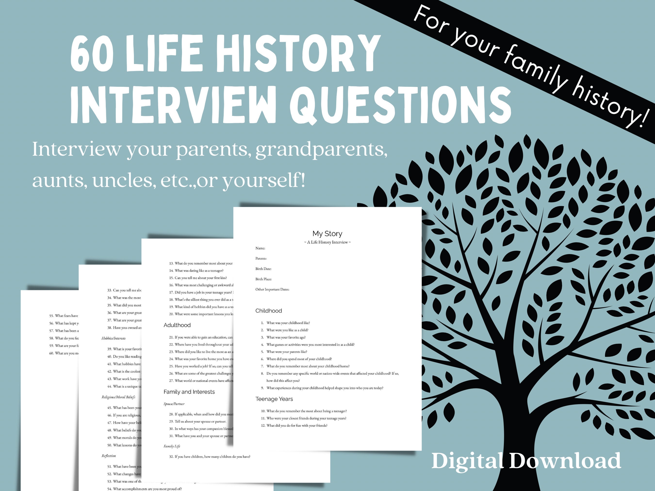 Life Story Interview Questions | Family History Interview | 60 ...