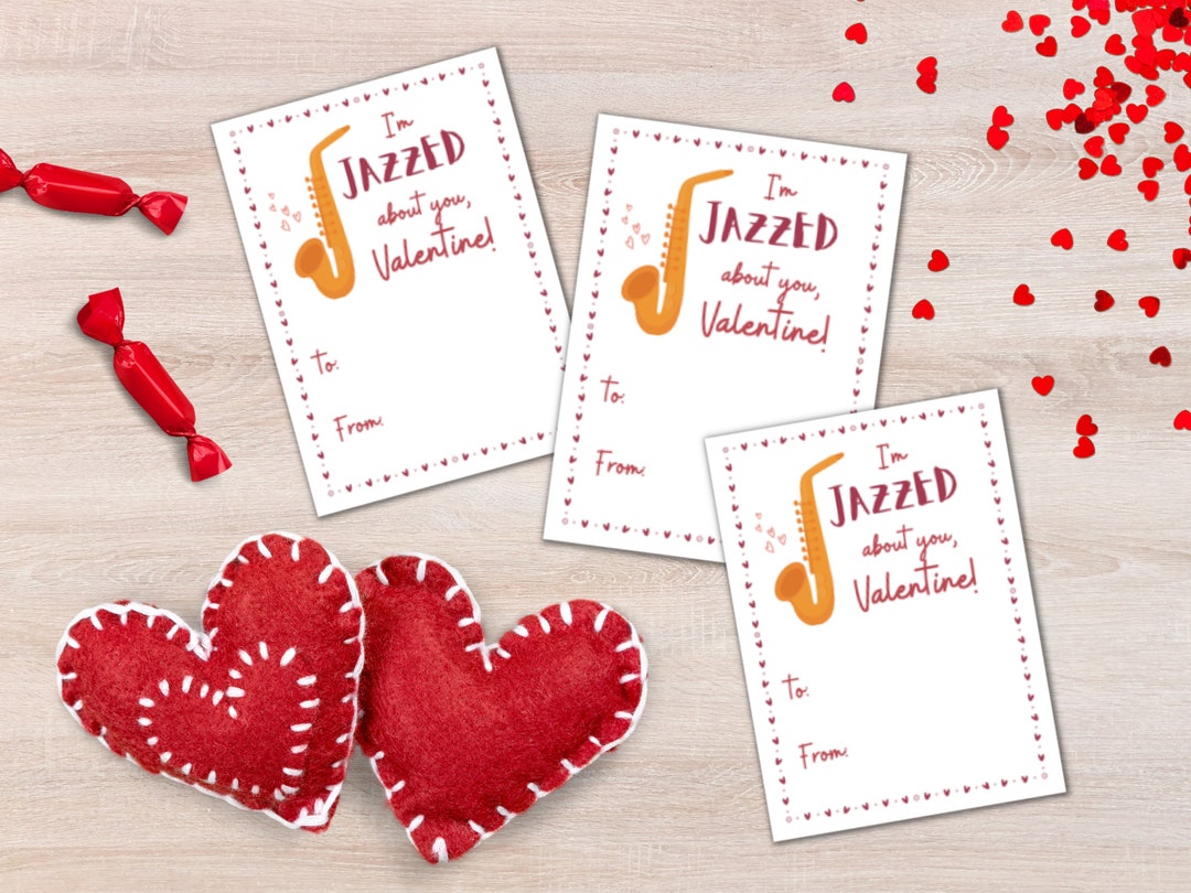 Happy Valentine's Day Saxophone Card | Jazz Valentine Printable | Music ...