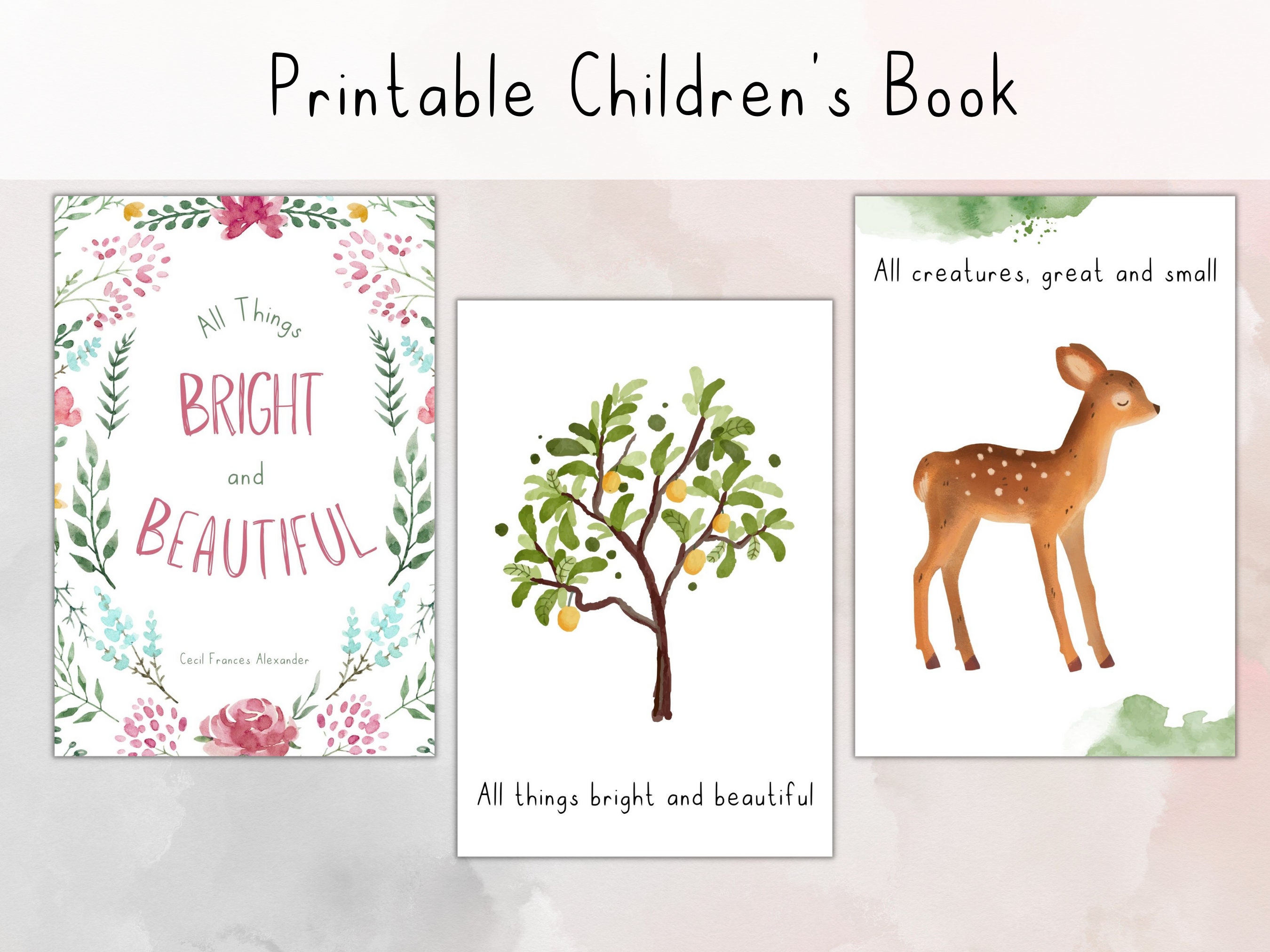 Printable Children's Book Christian Hymn Gift for Primary All Things ...