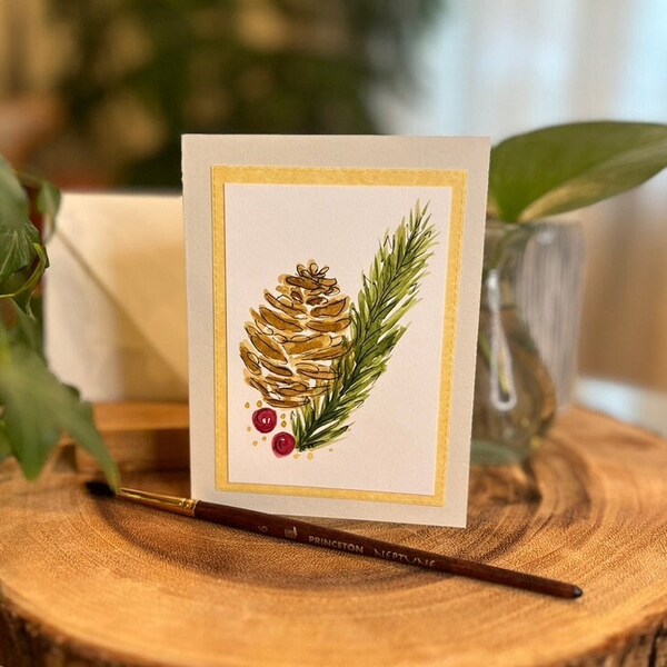 Pinecone Watercolor - Etsy