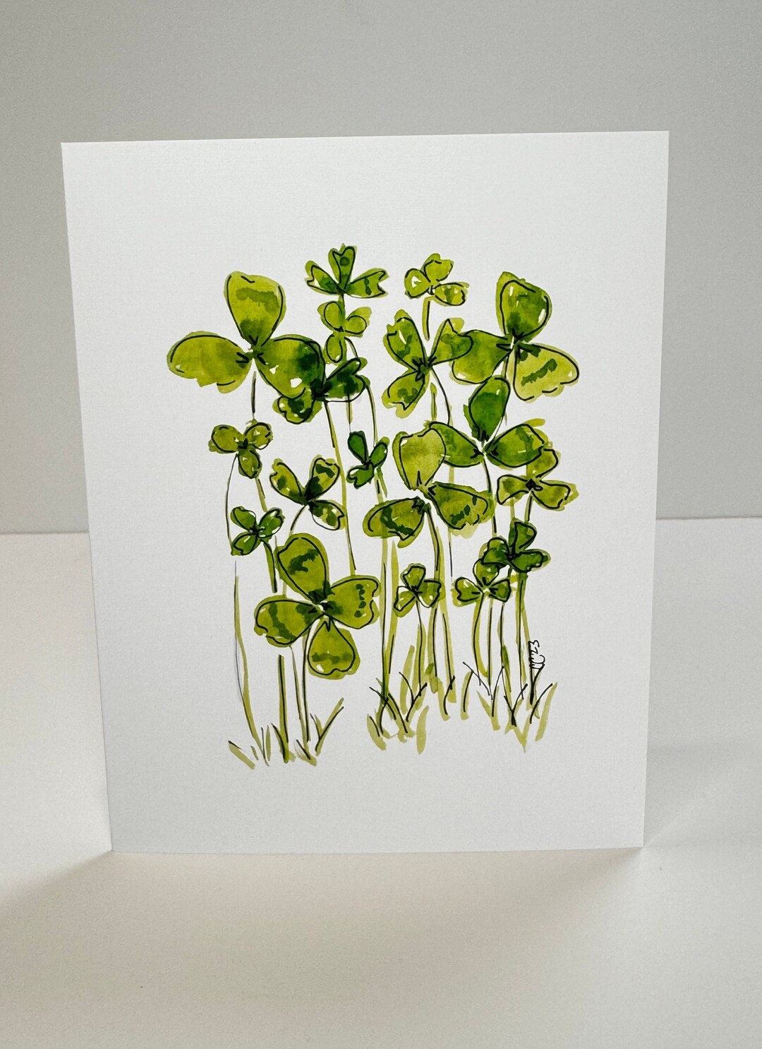 Clover Shamrock Greeting Card - Watercolor Print - Etsy