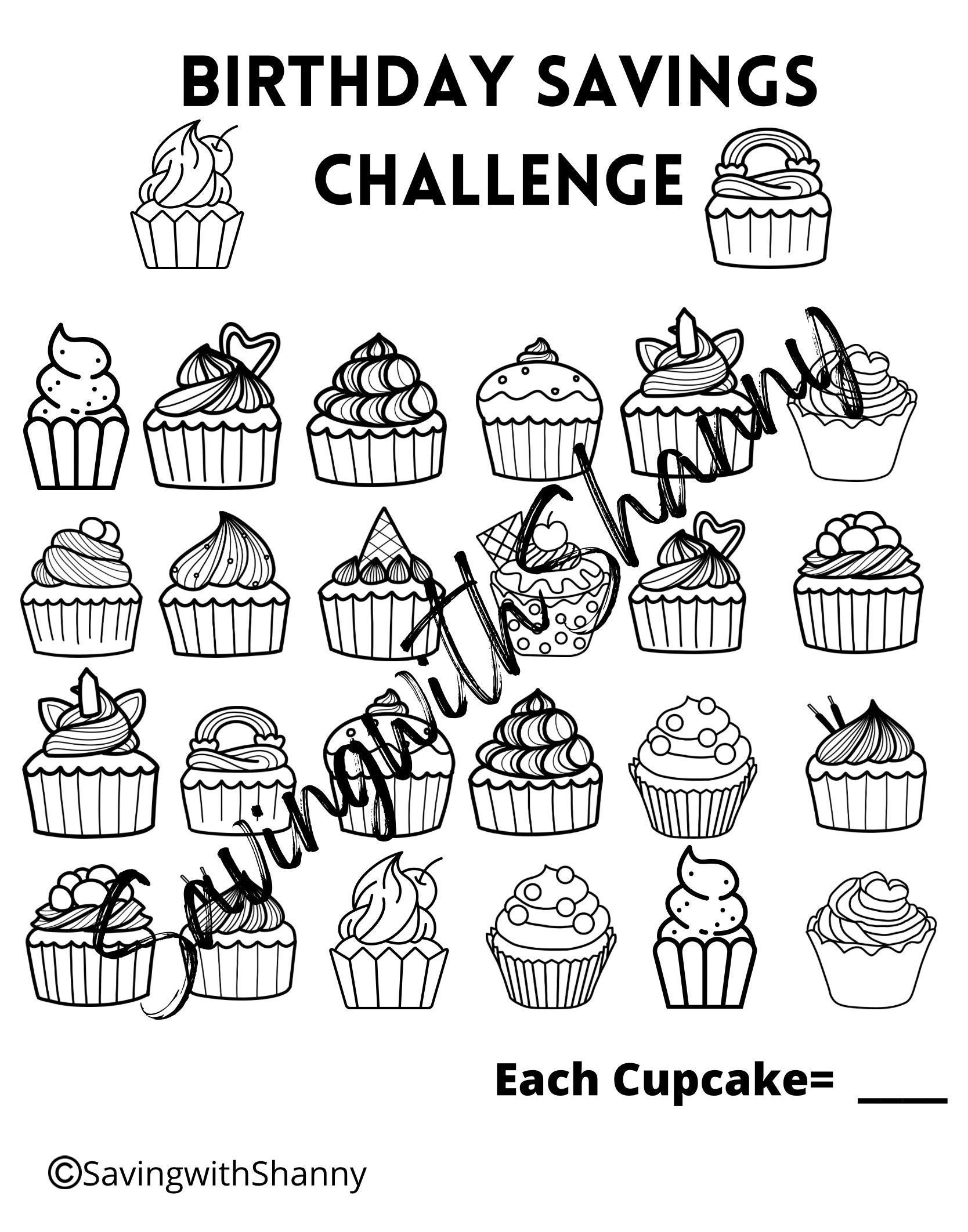 Cupcake Saving Challenge - Etsy