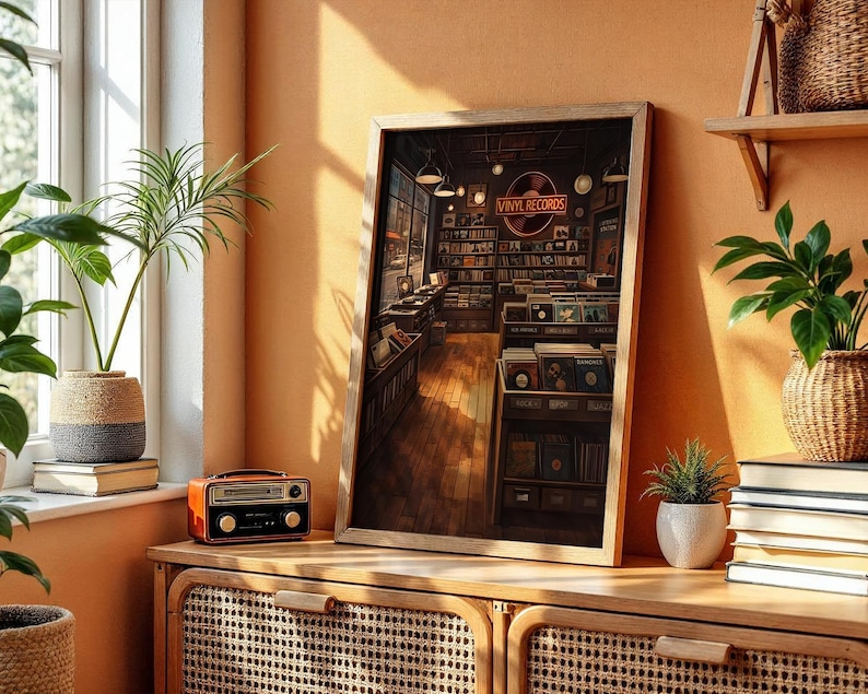 Retro Vinyl Record Store Poster, Vintage Music Shop Wall Art, Aesthetic ...