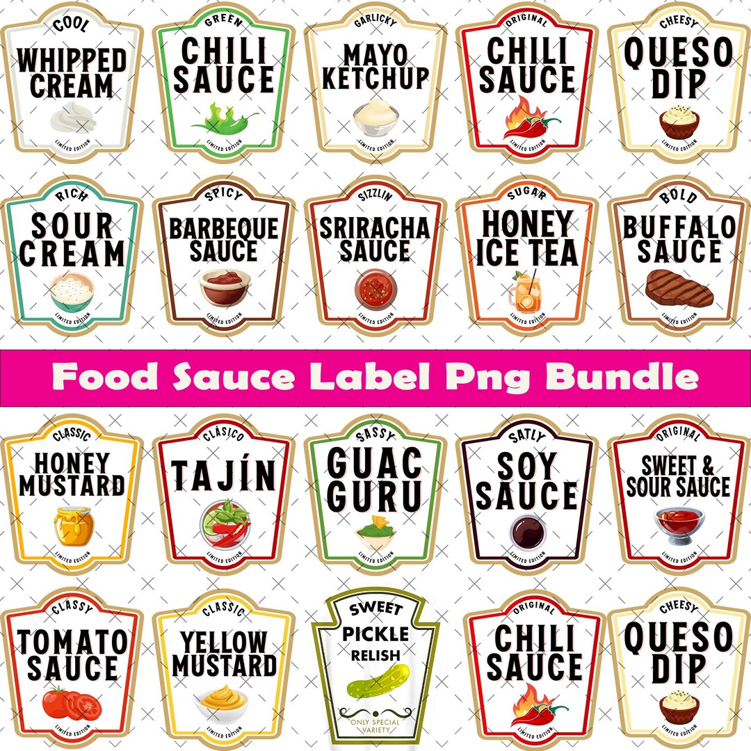Condiments Halloween PNG Bundle, Costume Labels Condiments PNG Group ...